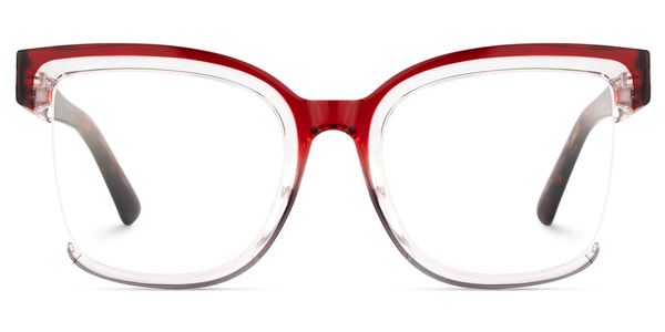 Square Cadogan Red- Gray Frame Glasses | Zeelool