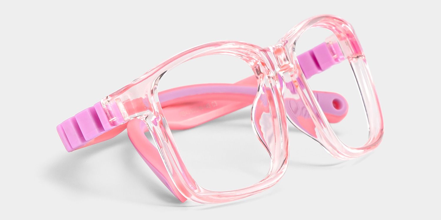 Clay Rectangle Pink Frame Eyeglasses for Teens
