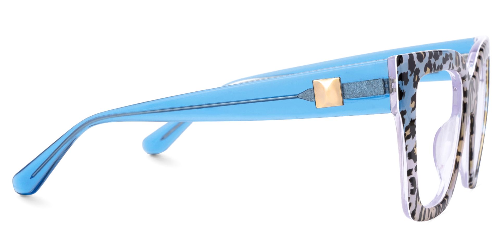 Affordable Blue Leopard Frame Ruby Square Glasses | Zeelool