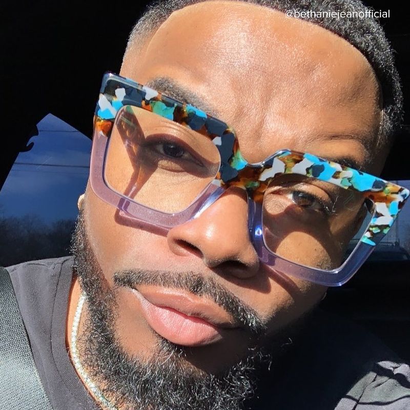 Brandon Blue Square Glasses with Chunky Acetate Frames