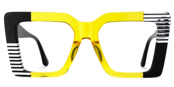 Shamika Large Black and Yellow Eyeglasses with Rectangle Frames | Zeelool