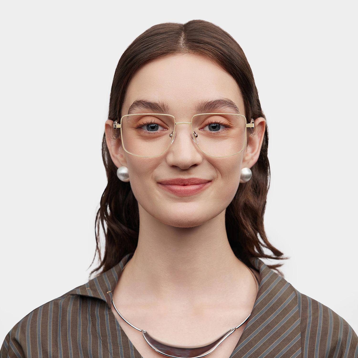 Geometric Gold pattern Eyeglasses- Felicity Metal Frame Glasses