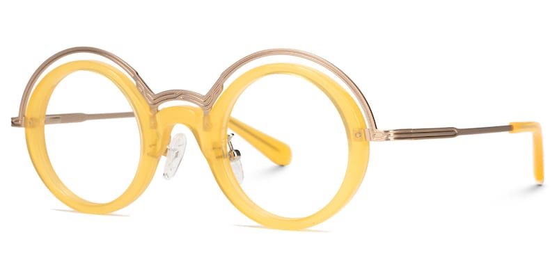 Suzzette Round Yellow Glasses Zeelool Glasses