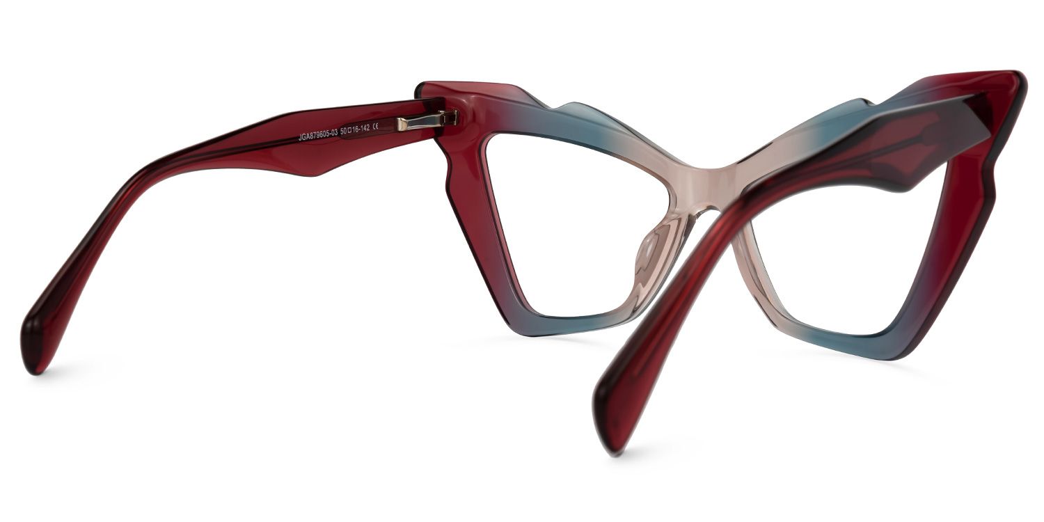 Wafae Cateye Red-Blue Glasses | Zeelool Glasses