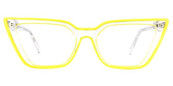 Yosef Clear Yellow Cat Eye Frame Glasses, Cyber Eyeglasses