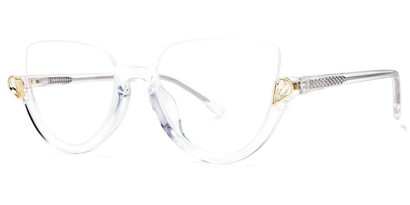 Felicia Crystal Cat Eye Semi Rimless Glasses Zeelool Optical