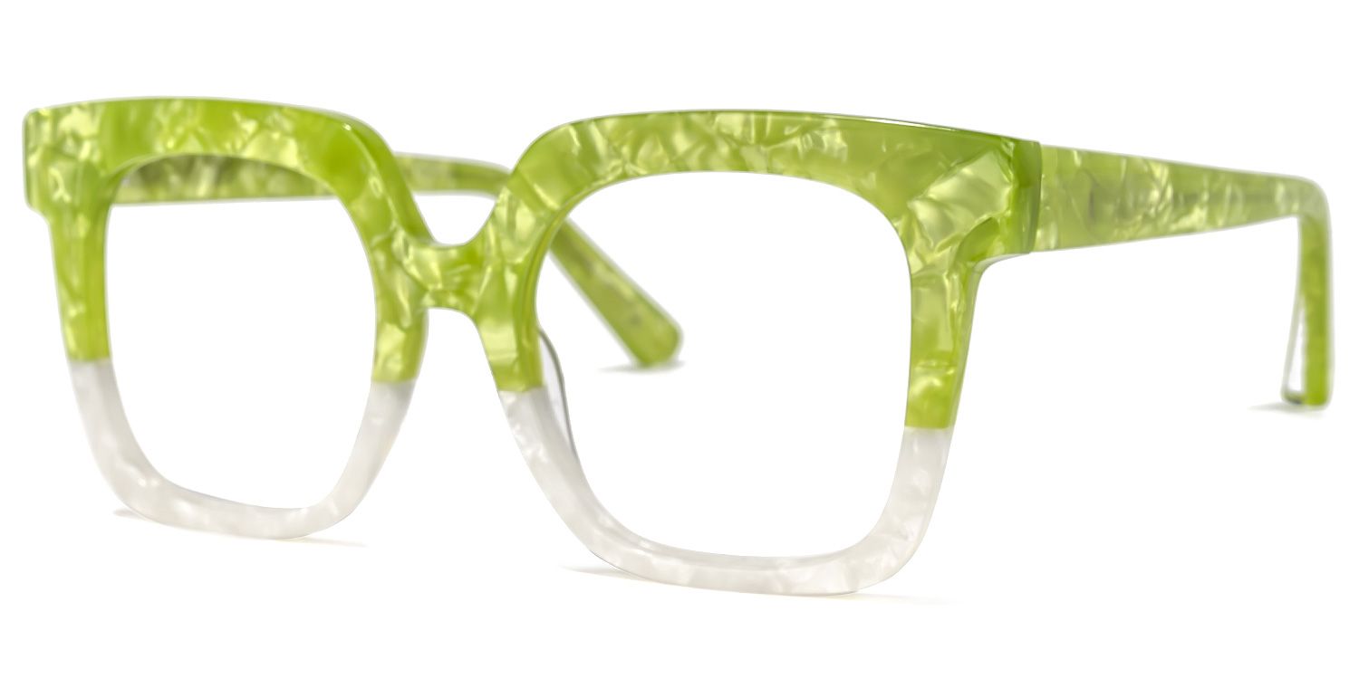 Dexter Square Green-White Glasses | Zeelool Glasses
