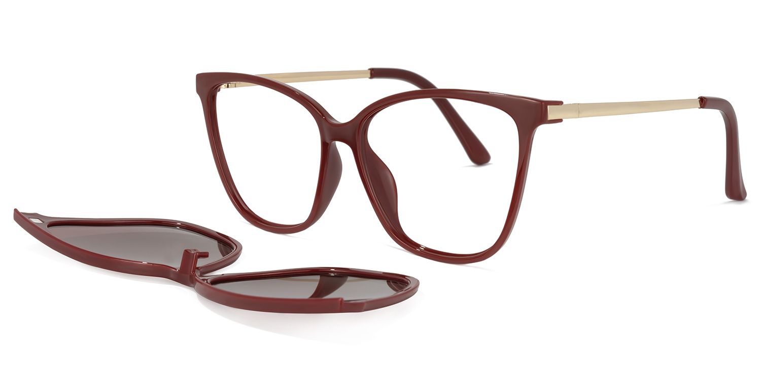 Tranika Cateye Dark-Red Glasses | Zeelool Glasses